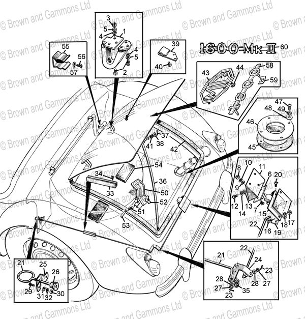 Boot lid fittings & release mechanism - Body panels - MGA - Classic MG ...