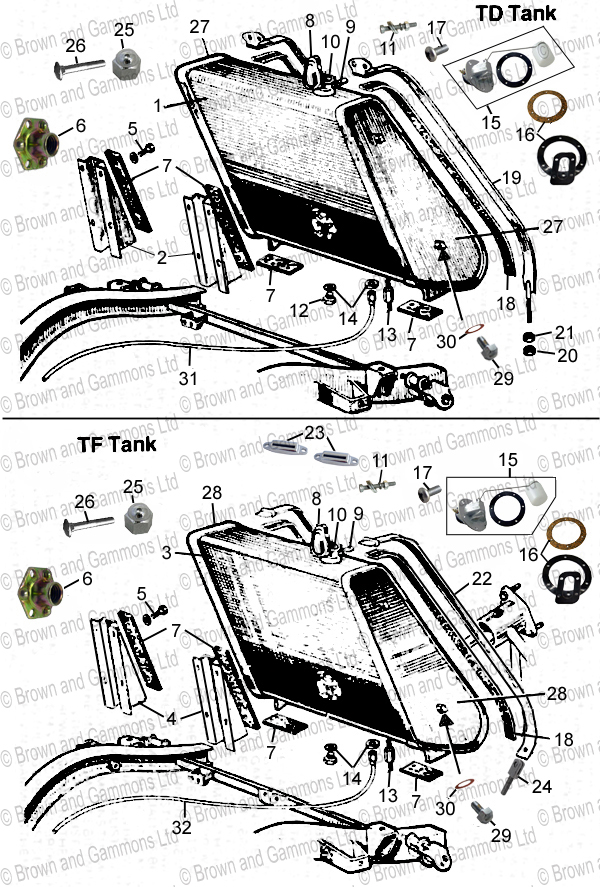 Fuel tanks - Carburettor & Fuel System - TD and TF - Classic MG ...