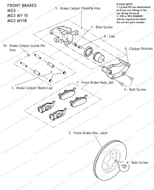 Front Brakes - Brakes - MG3 models 2018 - 2024 - Modern MG - Select ...