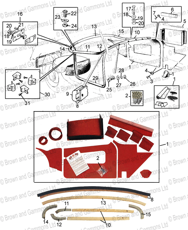 Interior - MGA - Classic MG - Select Your Vehicle - Brown and Gammons