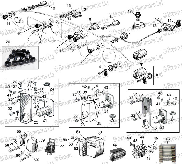 Switches. Fuse box & regulator - Electrical - MGA - Classic MG - Select ...