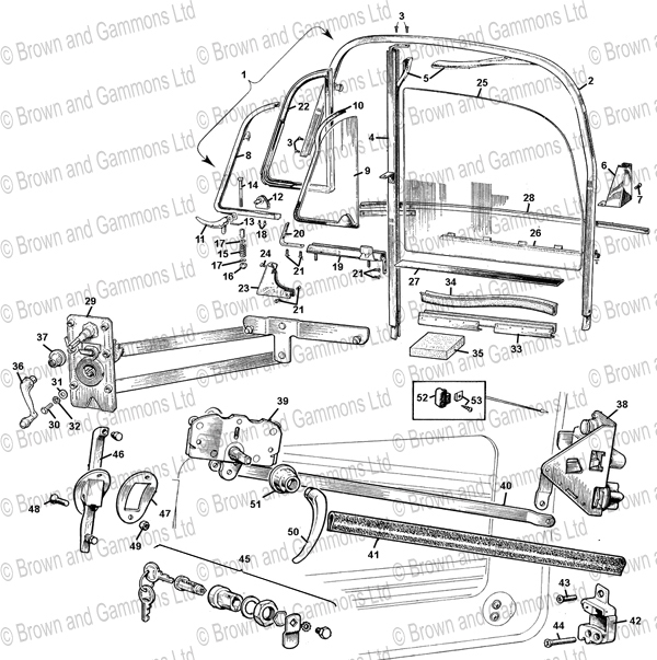 Coupe door windows. Door locks & Fittings - Exterior - MGA - Classic MG ...