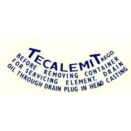 TECALEMIT OIL FILTER LABEL - Brown and Gammons